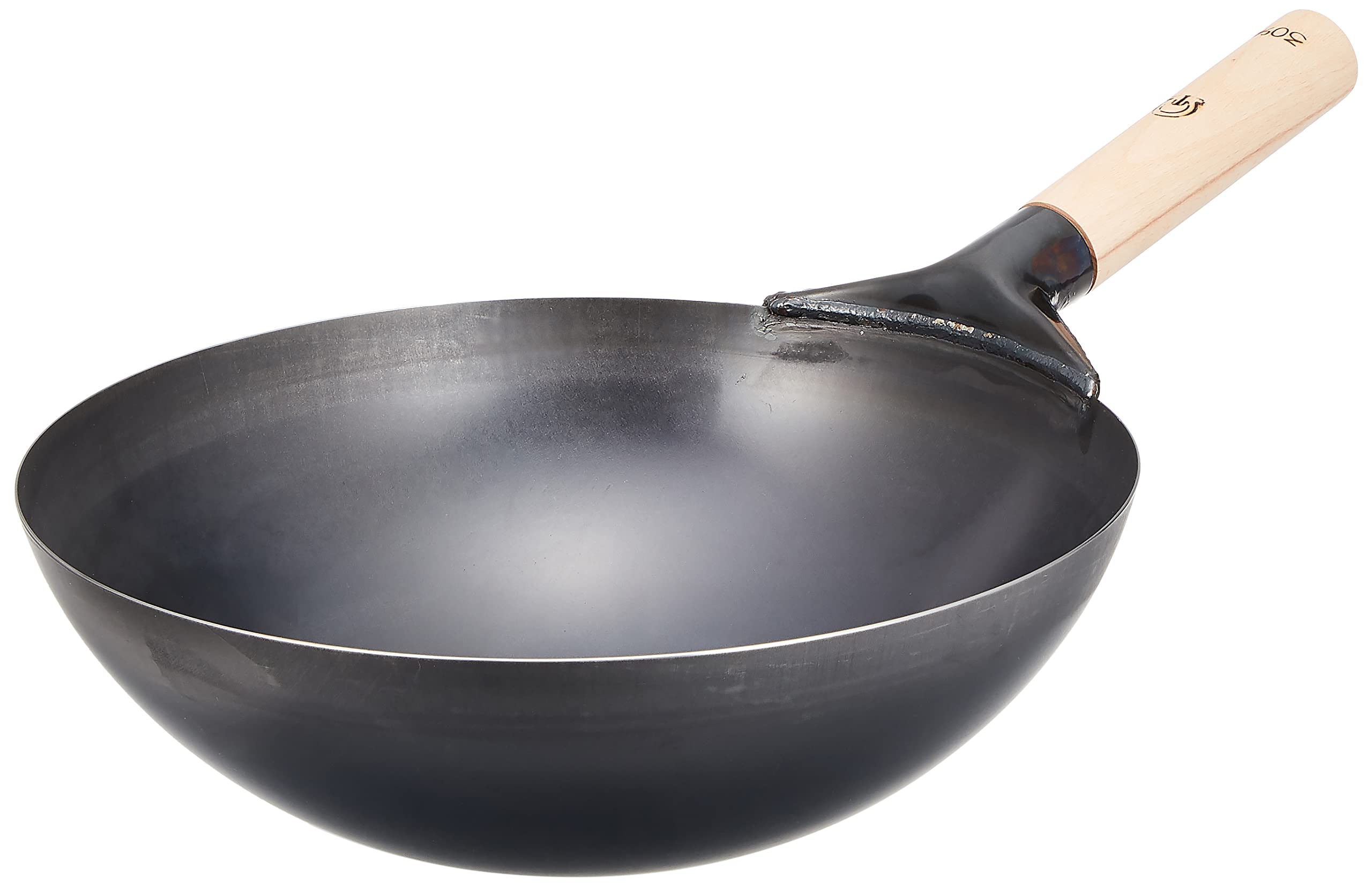 Endo Shoji 33cm Iron Peking Wok with Wooden Handle for Stir-Frying