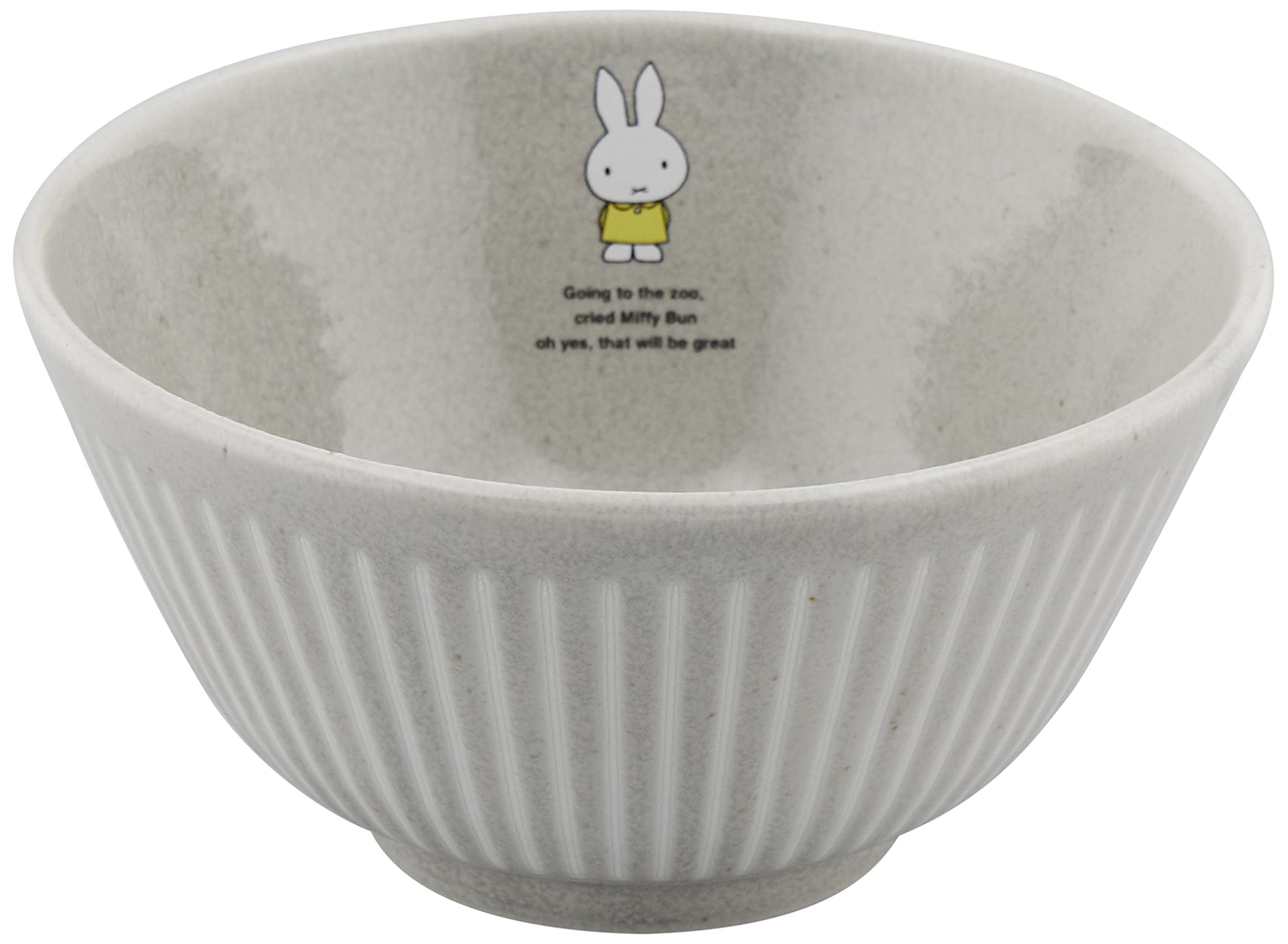 Kanesho Pottery Ceramic Miffy Rice Bowl 12cm Gray Stoneware for Kids