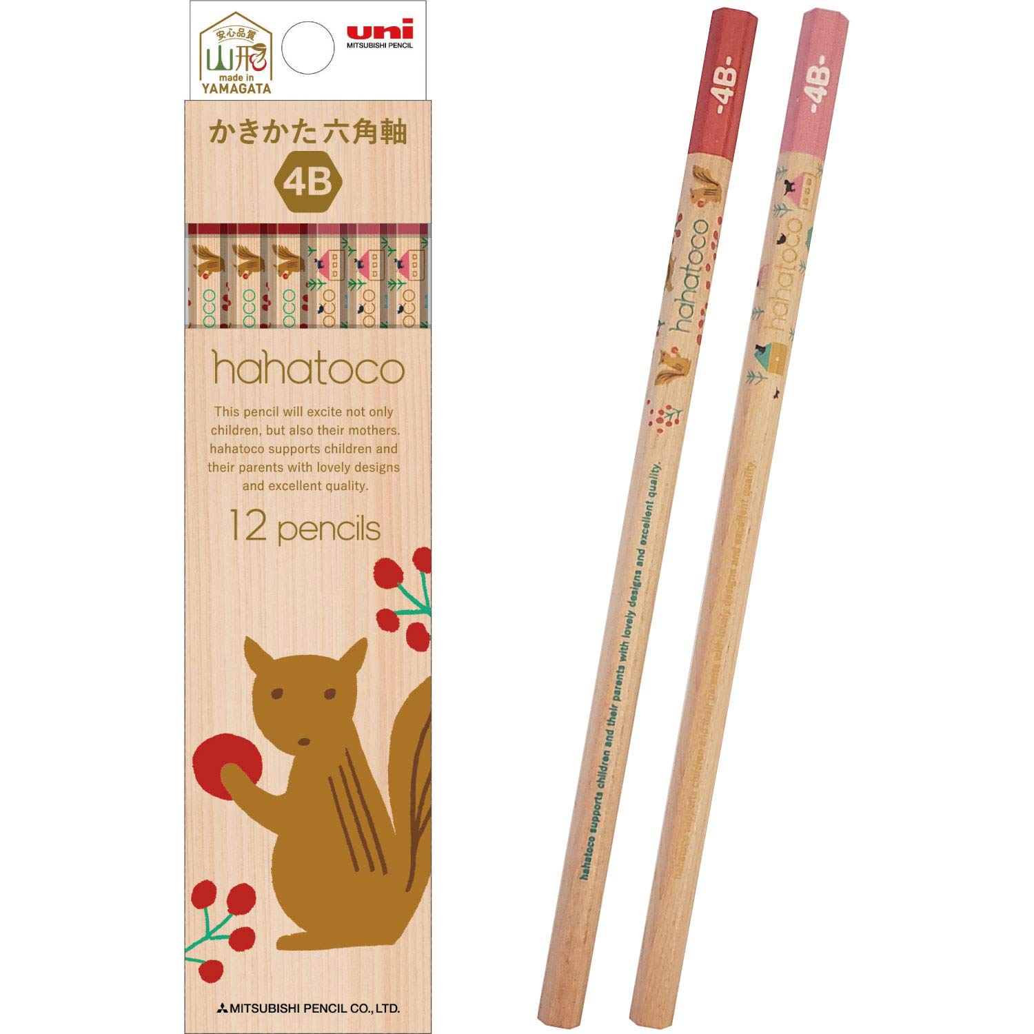 Mitsubishi Pencil Hahatoko 4B Drawing Pencil Wooden Shaft Squirrel Hou