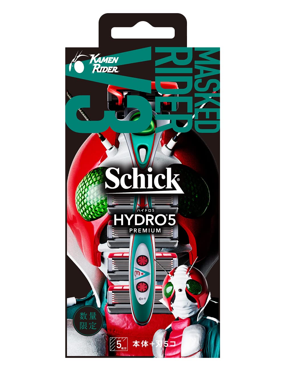 Schick Hydro 5 Premium Razor Includes Kamen Rider V3 Holder and 5 Blad