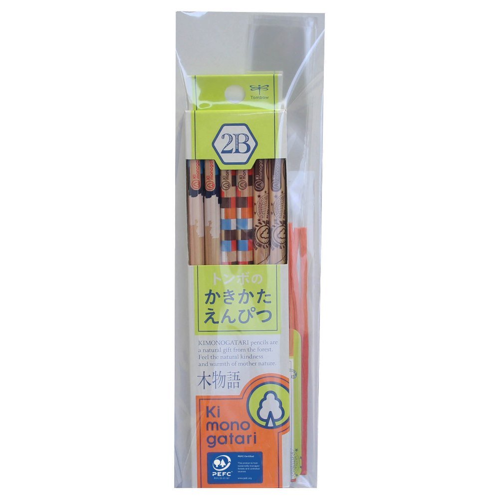 Tombow 2B Drawing Pencil Wood Story Small Gift Yellow Green Pattern Kb