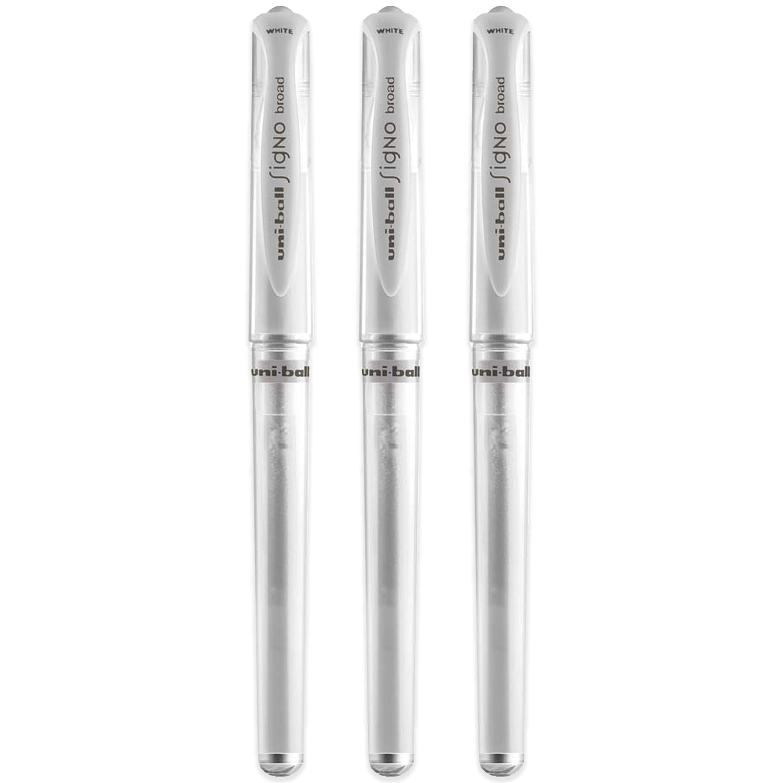 Mitsubishi Pencil Uniball Signo Bold White Gel Pen 3 Pack - Made in Ja