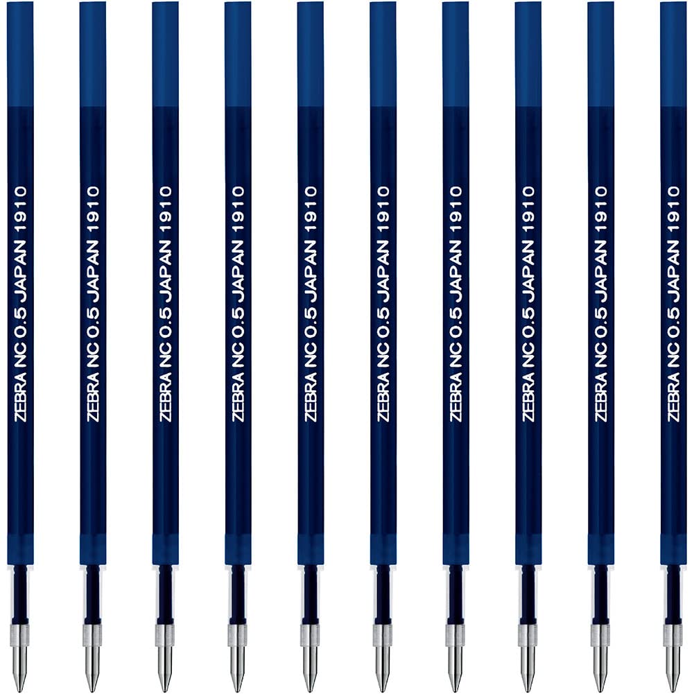 Zebra Bren NC-0.5 Blue Ballpoint Pen Refill Oil-Based Pack of 10