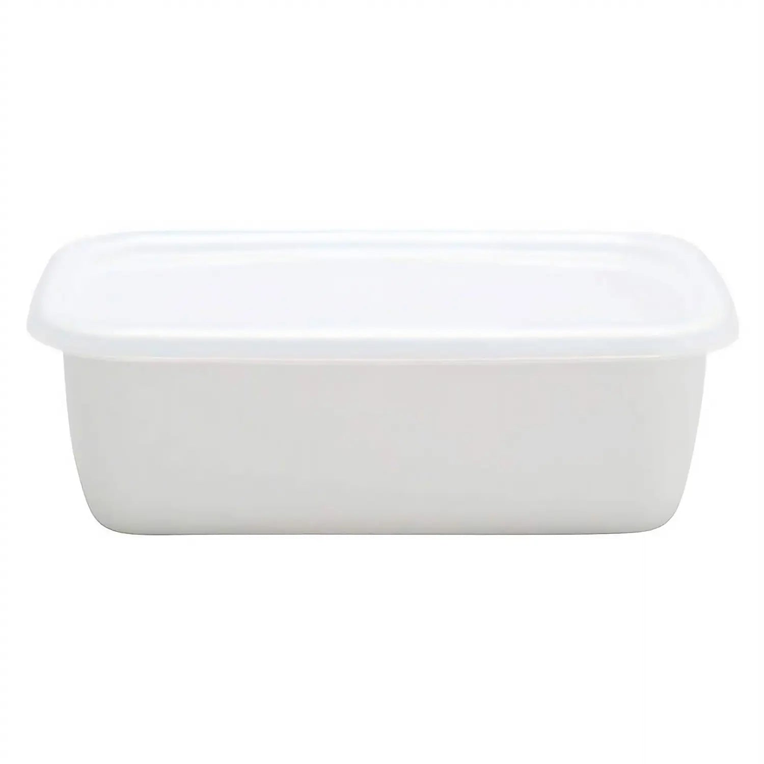 Noda Horo White Enamel Rectangle Deep Food Containers - Large Size wit