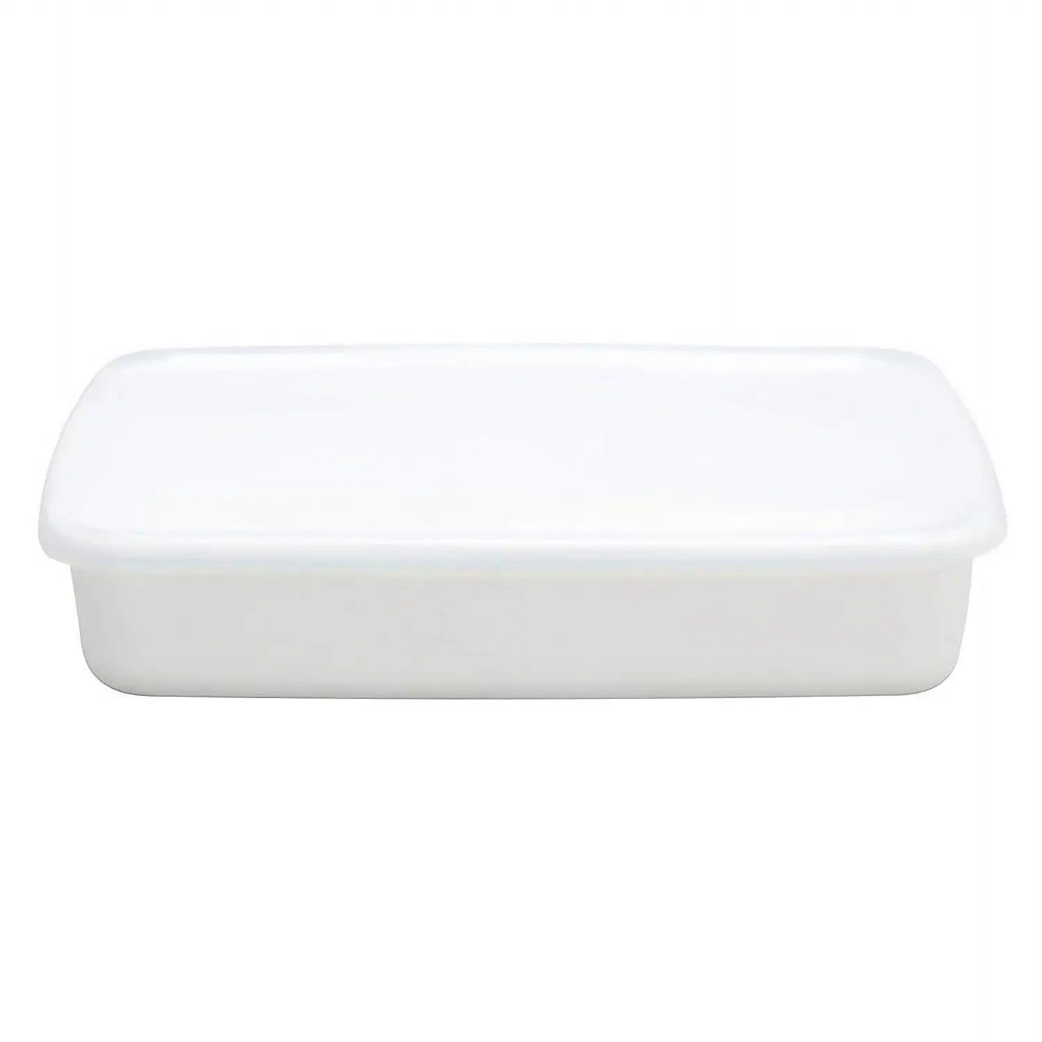 Noda Horo White Enamel Rectangle Shallow Food Containers - Large Size