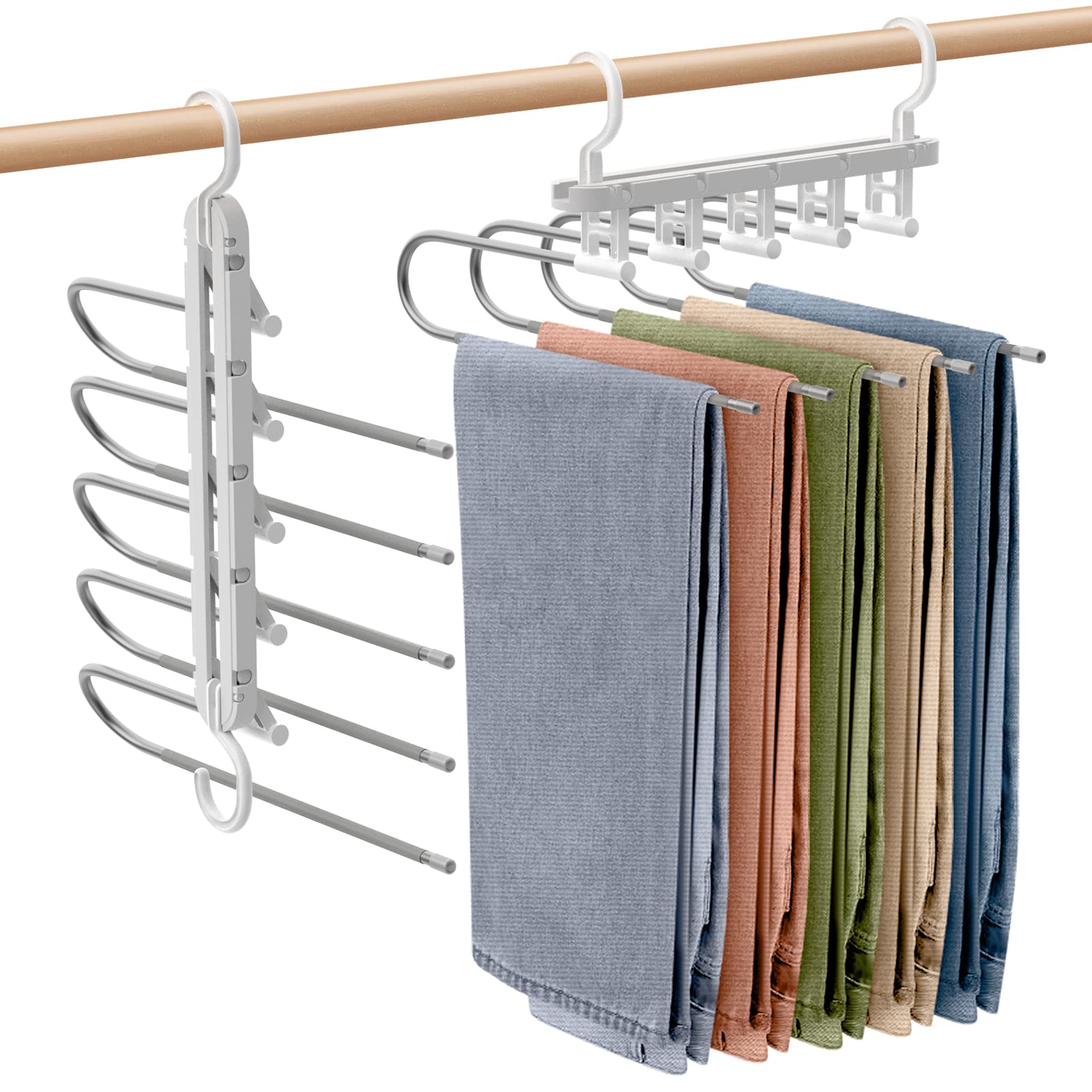 Housolution 5-Tier Trouser Hanger - Japan Made, Wrinkle-Free Closet St
